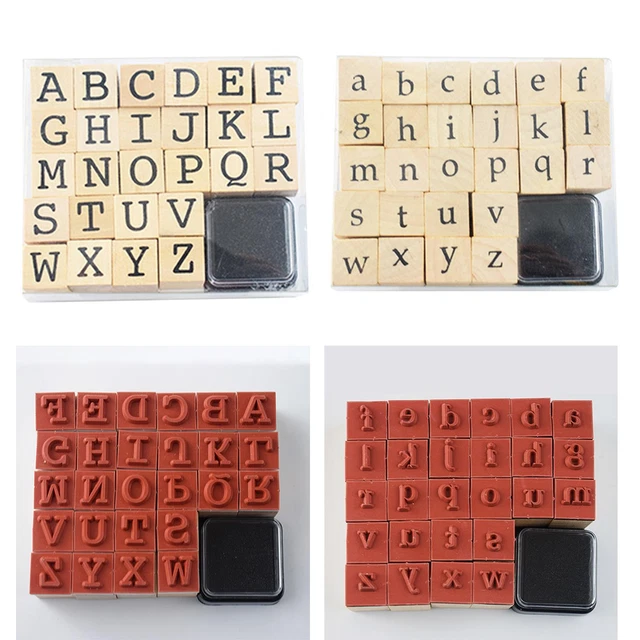 WOODEN RUBBER STAMPS Symbol Stamp Alphabet Letter for Card Making Diary ...