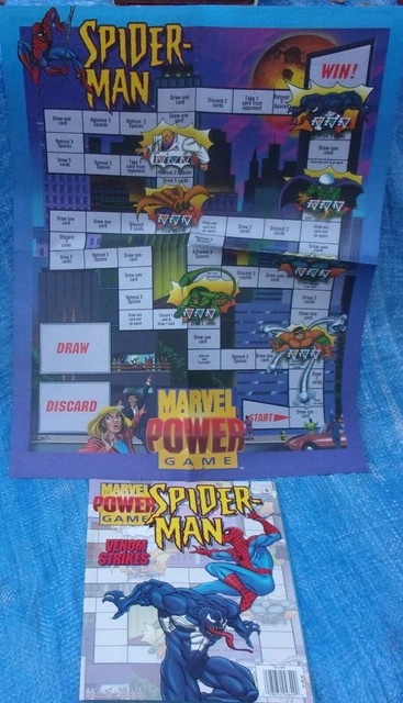 MARVEL POWER GAME Spider-Man Venom Strikes 1996 Comic And Game Board ...