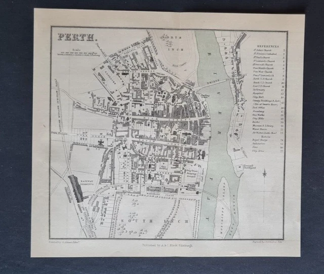 ANTIQUE (1859) MAP - City plan of Perth - Scotland - Bartholomew £12.95 ...