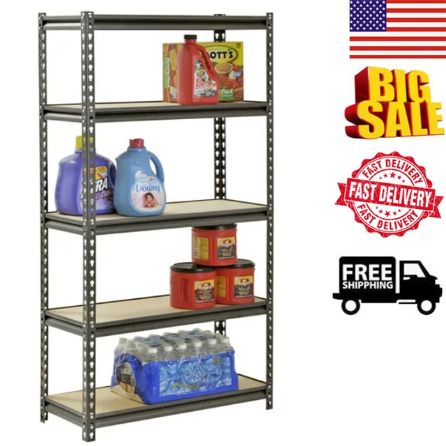 5-TIER HEAVY DUTY Steel Shelving Unit Garage Shelves Utility Rack ...