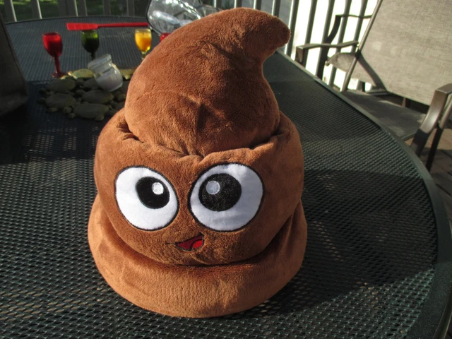 EMOJI POOP HAT Poo Shape Head Cell Phone Emoticon Text Message Soft Cap ...