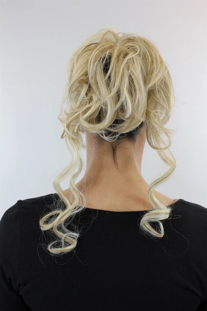POSTICHE SCRUNCHY PEIGNE Enfichable Volumineux Bouclée avec Mêches ...