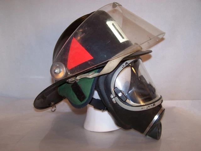 VINTAGE GENTEX FIREFIGHTER Helmet w/ Plectron Visor & Drager Gas/Oxygen ...