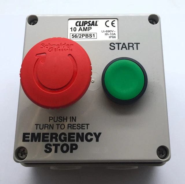 CLIPSAL 56/2PBS1 PUSH Button Control Station Emergency Stop 10A 250V ...
