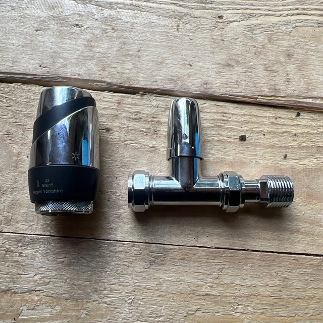 PEGLER TERRIER THERMOSTATIC Radiator Valve HEAD & Lockshield 15mm ...