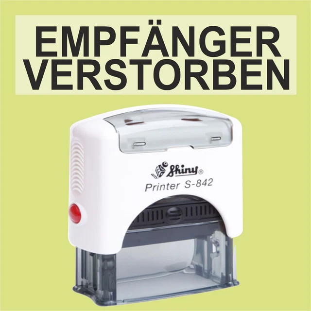 EMPFÄNGER VERSTORBEN - Shiny Printer Weiß S-842 Büro Stempel ...