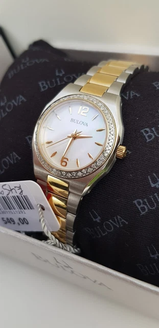 RRP £459 NEW Ladies Bulova 98R204, 27Mm Cased All Stainless & Gold ...
