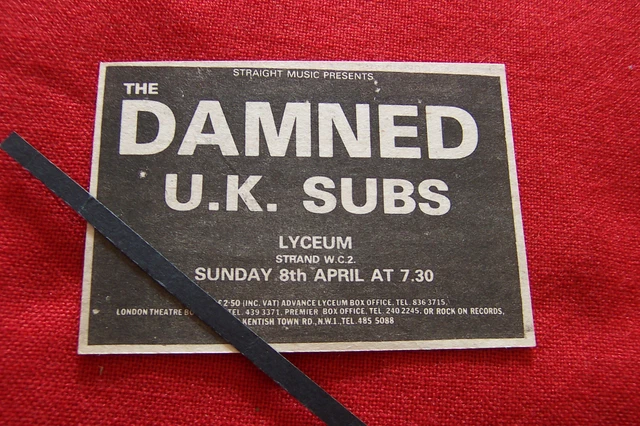 THE DAMNED + Uk Subs Original 1979 Vintage Gig Concert Advert Lyceum London £5.99 - PicClick UK