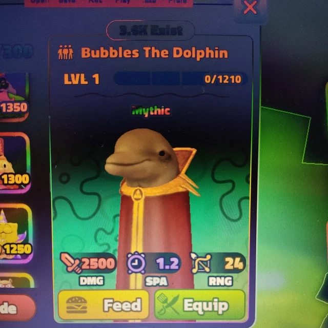 NEW BUBBLES the dolphin- SpongeBob Tower Defense SBTD £9.03 - PicClick UK