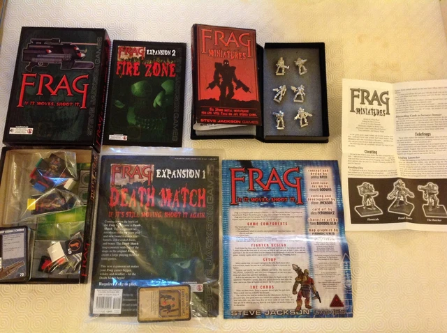 FRAG BOARD GAME Steve Jackson Games Bundle Expansion 1 + 2 + Miniatures ...