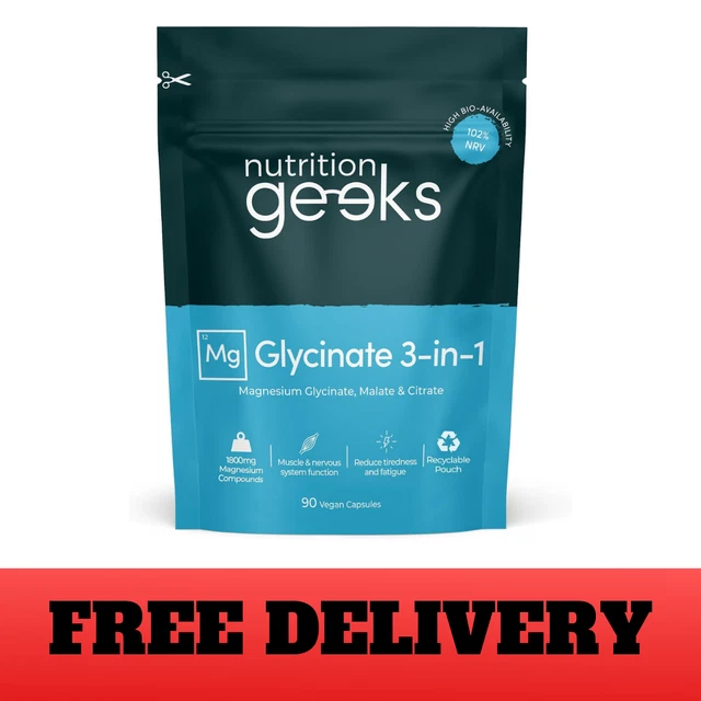 ORIGINAL NUTRITION GEEKS Magnesium Glycinate 3-in-1 1800mg Magnesium ...