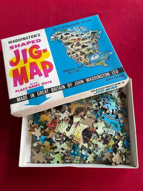 VINTAGE 1960S WADDINGTON'S Shaped Jig-Map of North America £5.97 ...