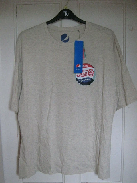 MENS TU OFFICIAL Pepsi Cola Cream Marl Christmas T-Shirt Size 3Xl New ...