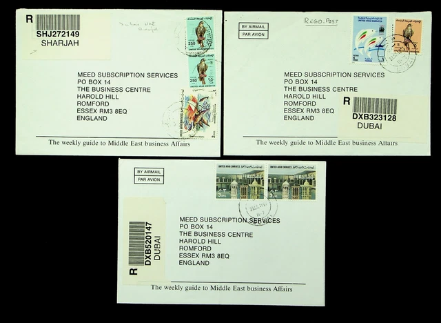 SEPHIL UAE DUBAI Set 3 Regd Poste Aérienne Housses Largeur / 7v To ...