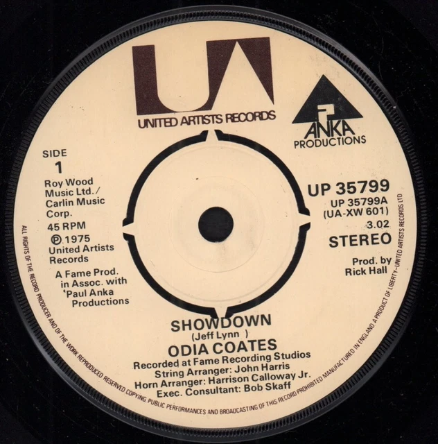 ODIA COATES SHOWDOWN 7" vinyl UK United Artists 1975 4 prong label ...
