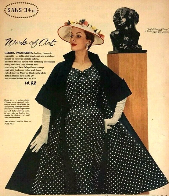 LARGE GLORIA SWANSON Print Advert Beautiful Saks 34th Broadway New York ...
