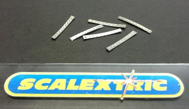 6 X SCALEXTRIC 20mm BRUSH BRAID PICK-UP SILVER COLOUR for 1960/70's ...