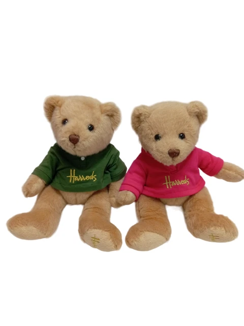 2 MEDIUM HARRODS Teddy Bears - Liam Teddy Bear & Pink Hoodie Bear 26 cm ...