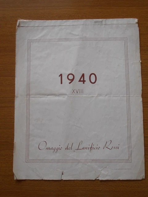 CALENDARIO ANTICO 1940 Lanificio Rossi Era Fascista Epoca Artisti ...