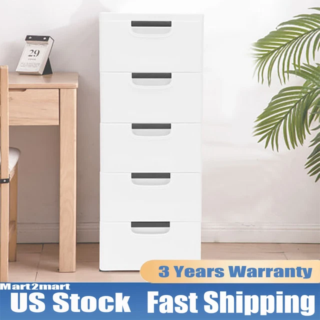 5-TIER DRAWER STACKABLE Plastic Drawers Storage Cabinet Clothes ...