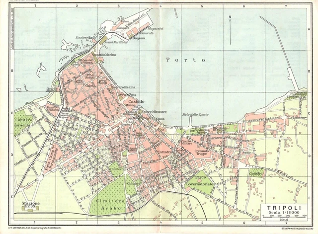 CARTA GEOGRAFICA ANTICA TRIPOLI all'epoca COLONIA ITALIANA TCI 1929 ...
