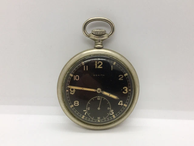 RARE WW2 ZENITH DH Military Officers Pocket Watch - working - black ...