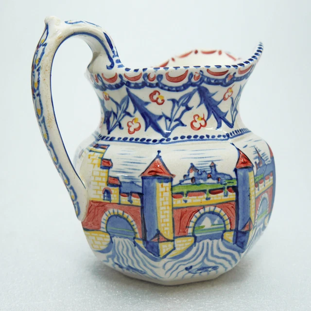 ANTIQUE WEDGWOOD WATER MILK JUG HAND PAINTED ALFRED POWELL, c.1924 PONT ...