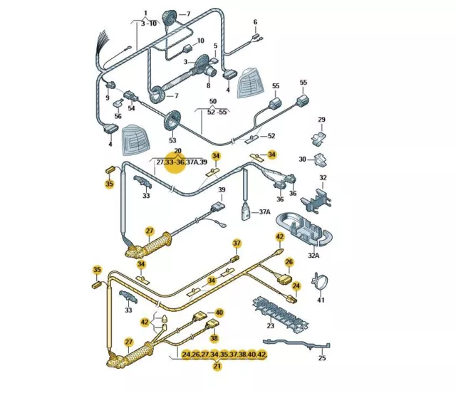ORIGINAL KABELBAUM LEITUNGSSATZ Heckklappe links VW Golf 1K6971147AF ...