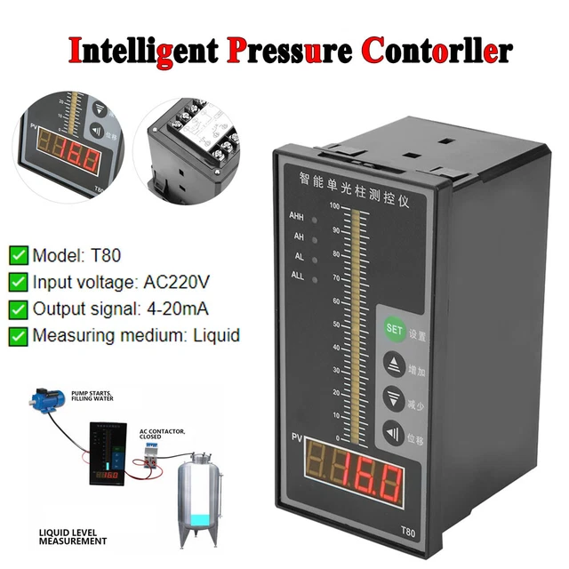 T80 INTELLIGENT PRESSURE Contorller Water Level Light Column Display 4 ...