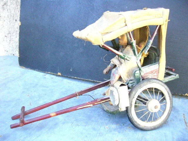 JOUET ANCIEN POUSSE-POUSSE chinois Artisanal Antique Chinese bois ...