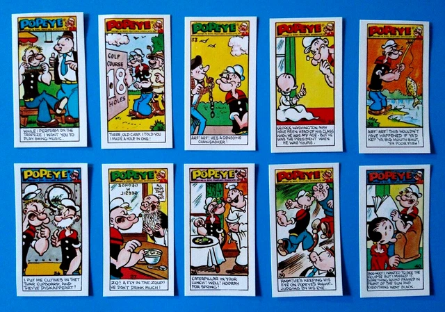LOT (10) POPEYE 1970 Primrose Confectionery 4th series trading cards (thin card) $14.99 ...