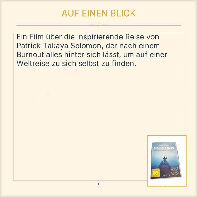 FINDE DICH DVD Patrick Takaya Solomon Biografischer Film Spirituelle ...