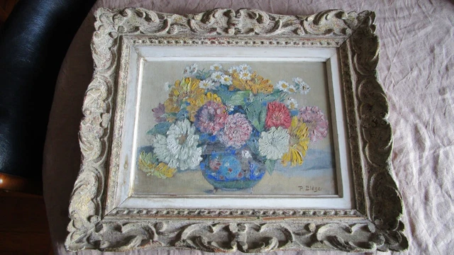 PAUL LEON BLEGER : Tableau Huile Bouquet De Fleurs EUR 150,00 - PicClick FR