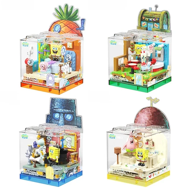 SPONGEBOB BUILDING BLOCKS Set Patrick Star Krusty Krab Squidward Room ...