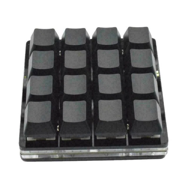 CUSTOM PROGRAMMABLE 16-KEY Black Mechanical Keyboard Shortcut Hotkeys ...