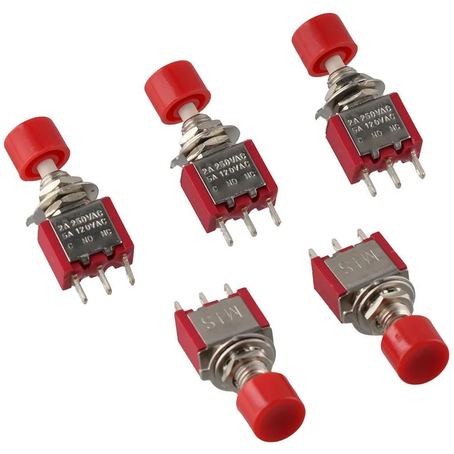 5PCS 3 PIN Momentary Rocker Switch 2A/250V Push Button for PS-102 DS ...