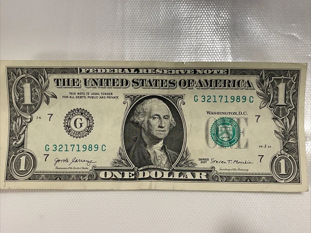 1989 FANCY SERIAL Number 1 Dollar Bill Birthday Federal Reserve Note $3 ...