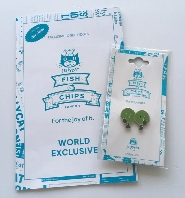 JELLYCAT DOT & Peggy Mushy Peas Pin + Menu Fish & Chip Selfridges Pop ...