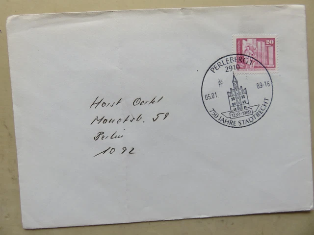 BELEG MIT SONDERSTEMPEL "750 Jahre Stadtrecht Perleberg" aus 1989 EUR 1 ...