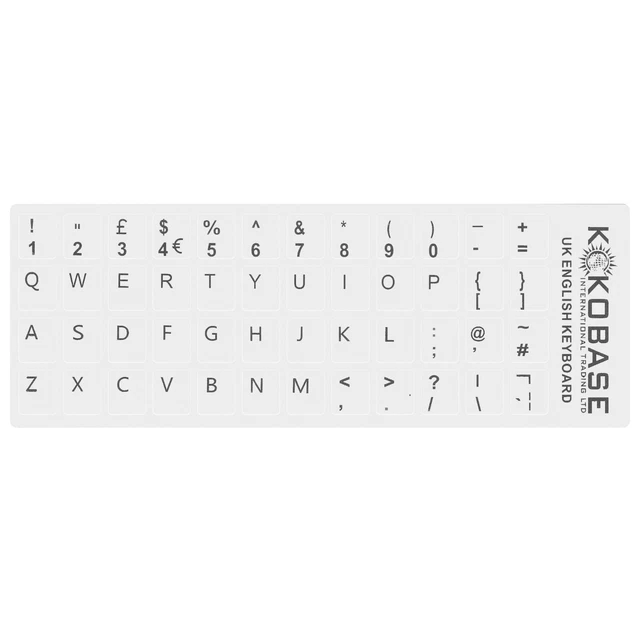 UK ENGLISH WHITE Keycap Stickers QWERTY Keyboard Desktop, Laptop ...