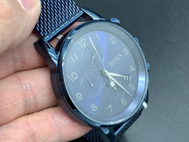 OROLOGIO CRONOGRAFO HUGO Boss Navigator Da Uomo Blu ION Inox Quarzo ...