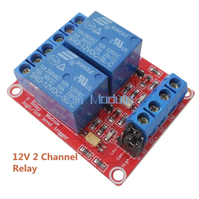 2-CHANNEL 12V RELAY Module Optocoupler High and Low Level Trigger for ...