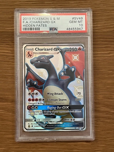 POKEMON KARTE PSA 10 Charizard GX Hidden Fates Shiny Holo Rare Full Art ...
