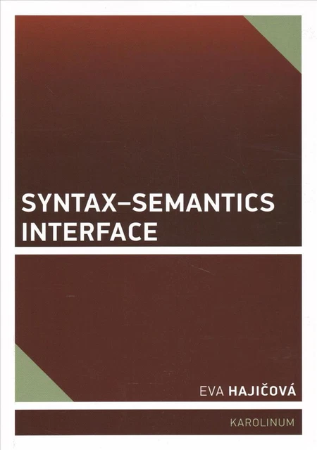 SYNTAXE - INTERFACE sémantique par Eva Hajicova (anglais) livre de ...