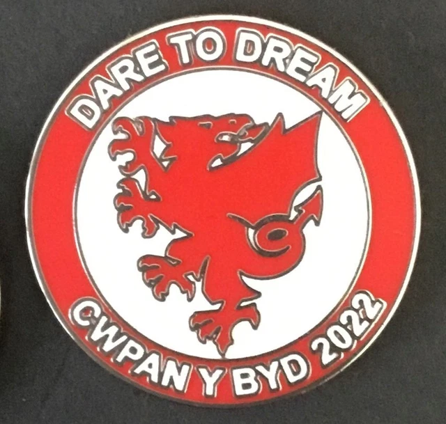 WALES CYMRU WORLD Cup Cwpan Y Byd Qatar 2022 Dare To Dream Red Enamel ...