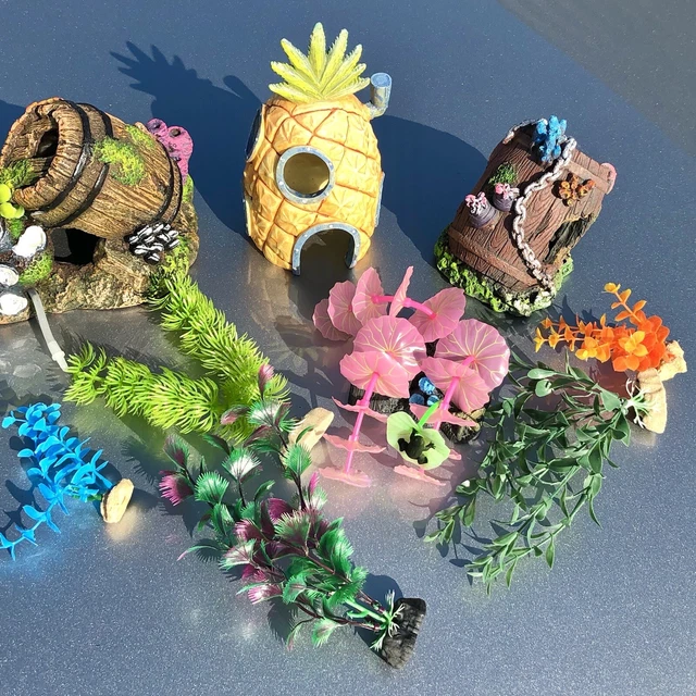 FISH TANK ACCESSORIES Aquarium Decorations, 9Pcs and Pineapple from ...