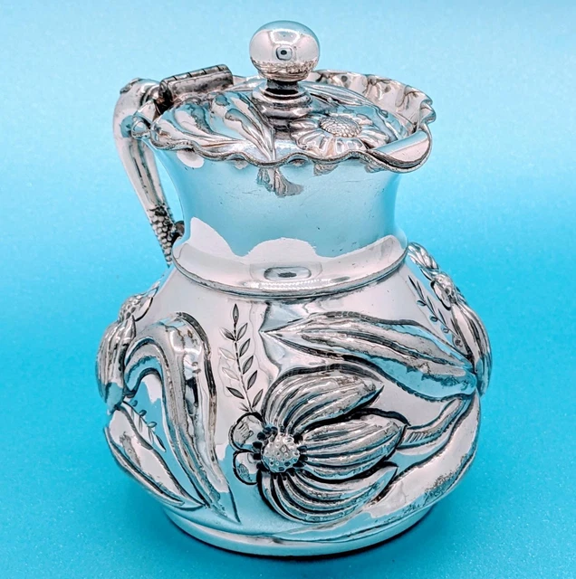 VICTORIAN WILCOX SILVER Plate Co Repousse Aesthetic Syrup Pitcher Cream ...