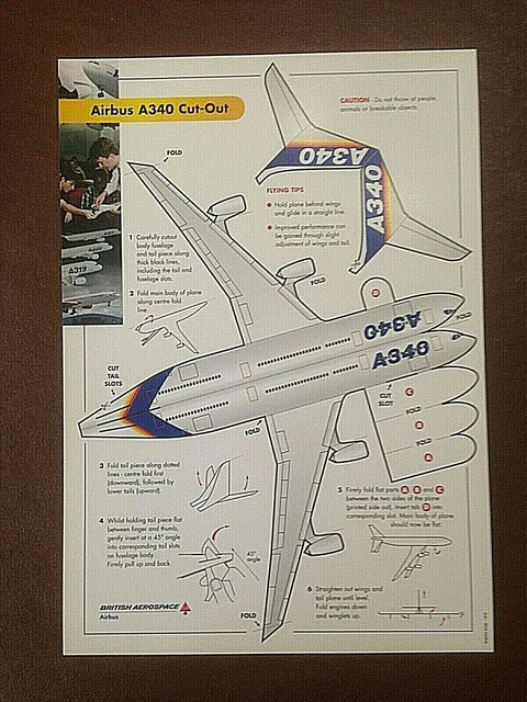 OLD AIRBUS A340 MODEL PAPER PLANE AIRCRAFT by BRITISH AEROSPACE - BAE ...