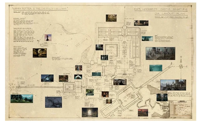 HARRY POTTER BLUEPRINT of Hogwarts Castle 22" x 36" from Wizard's ...