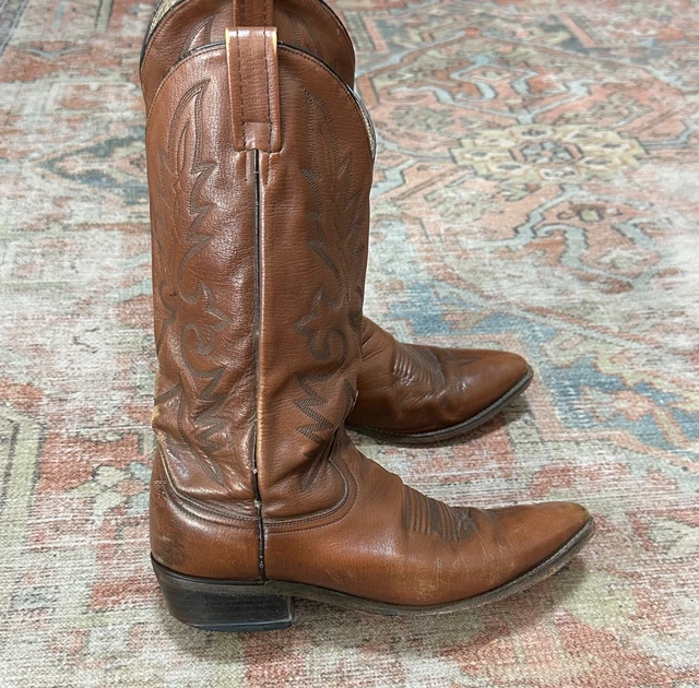 VINTAGE DAN POST Brown Leather Cowboy Boots Style DP 2111J -Mens Size ...